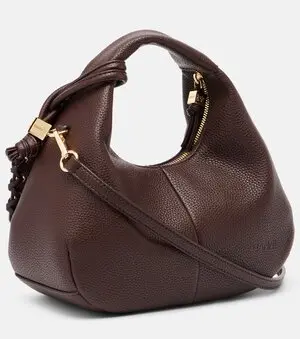 GANNI Textured Leather Mini Tote Bag - Brown