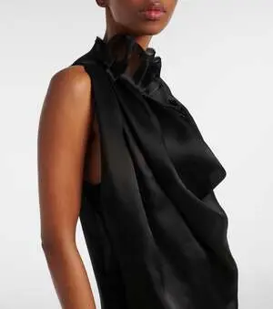 Khaite Meegan Draped Silk Top - Black