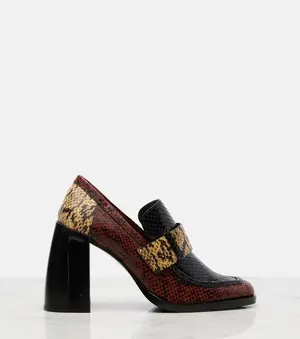 JIMMY CHOO Tylor 95 Snake-effect Leather Loafer Pumps