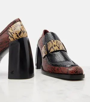 JIMMY CHOO Tylor 95 Snake-effect Leather Loafer Pumps
