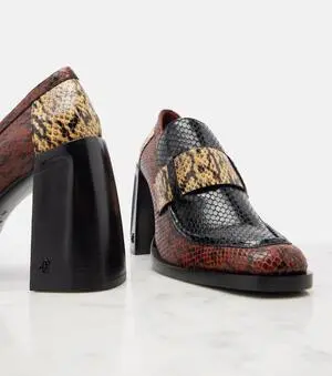 JIMMY CHOO Tylor 95 Snake-effect Leather Loafer Pumps