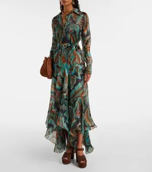 Etro Paisley Fringed Silk Gown