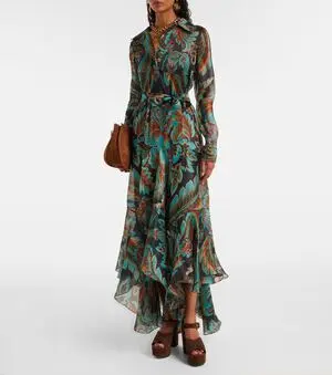 Etro Paisley Fringed Silk Gown