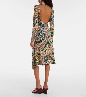 Etro Paisley Asymmetric Midi Dress - Multicoloured