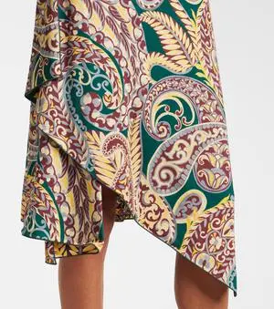 Etro Paisley Asymmetric Midi Dress - Multicoloured