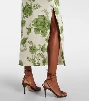 SIR. Gardella Cutout Floral Linen Midi Dress