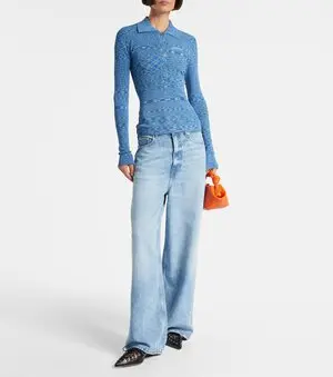 GANNI Space-dyed Polo Sweater - Blue