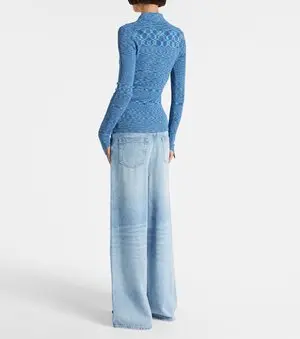 GANNI Space-dyed Polo Sweater - Blue