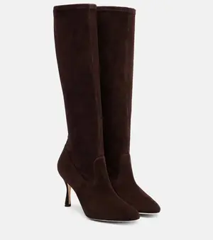 Manolo Blahnik Myconia Suede Knee-high Boots