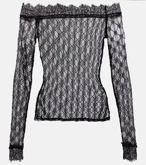 Isabel Marant Marlene Off-shoulder Lace Top - Black