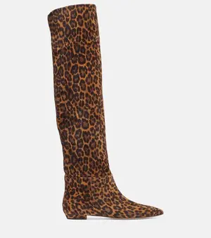 GIANVITO ROSSI Leopard-print Suede Knee-high Boots