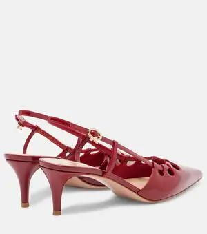 GIANVITO ROSSI Eloise 55 Patent Leather Slingback Pumps - Red