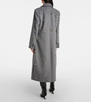 Simkhai Gianni Embellished Wool-blend Coat - Grey