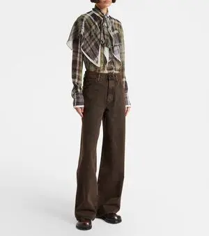 FRAME Collegiate High-rise Wide-leg Jeans - Brown
