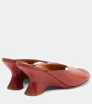Dries Van Noten 75 Leather Wedge Mules
