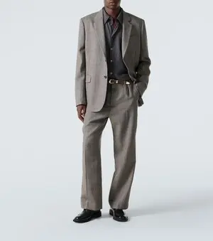 Our Legacy Borrowed Virgin Wool Chinos In Brown Natural Herringbone