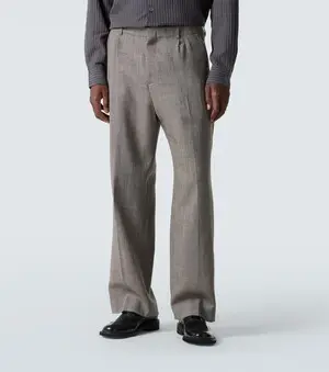 Our Legacy Borrowed Virgin Wool Chinos In Brown Natural Herringbone