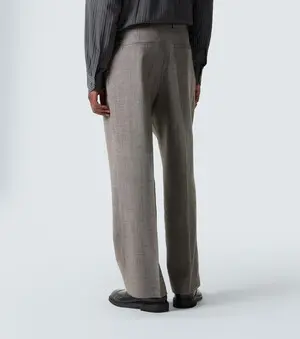 Our Legacy Borrowed Virgin Wool Chinos In Brown Natural Herringbone