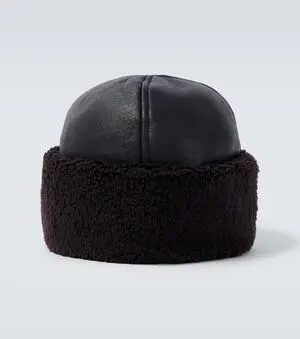 Our Legacy Blizzard Shearling And Leather Trapper Hat - Black