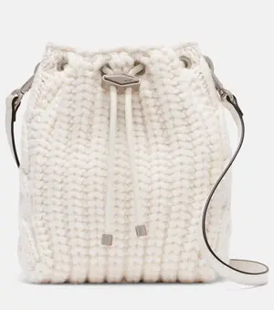 JIMMY CHOO Cinch Mini Cable-knit Bucket Bag