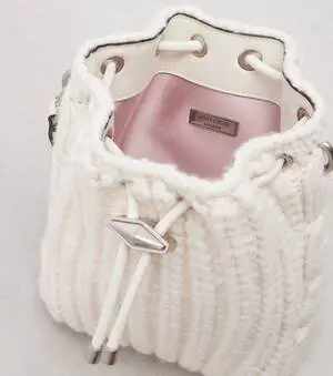 JIMMY CHOO Cinch Mini Cable-knit Bucket Bag