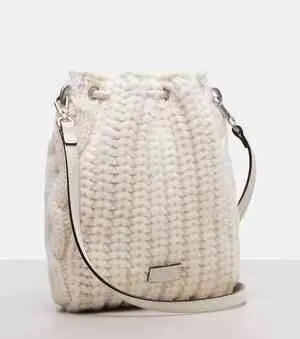 JIMMY CHOO Cinch Mini Cable-knit Bucket Bag