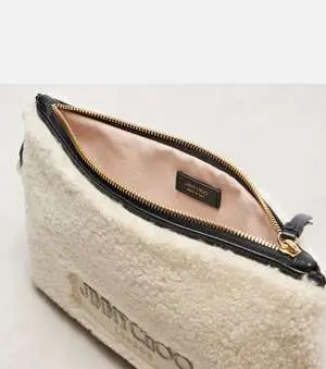 JIMMY CHOO Shearling Logo Pouch