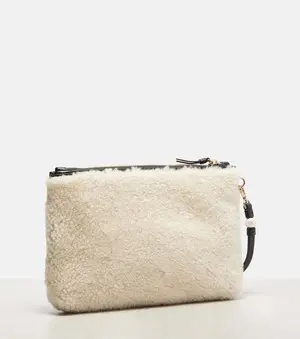 JIMMY CHOO Shearling Logo Pouch