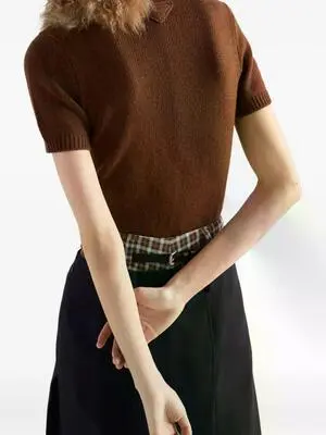 Prada Ribbed Short-sleeve Sweater