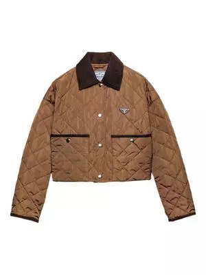 Prada Quilted Jacket With Corduroy Collar - Brown