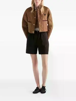 Prada Quilted Jacket With Corduroy Collar - Brown