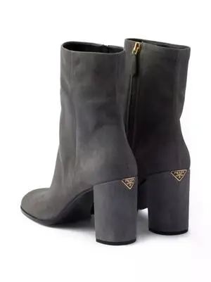 Prada 85mm Suede Block-heel Boots - Grey
