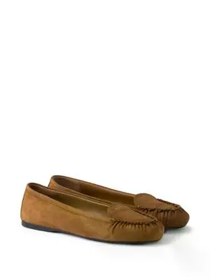 Prada Ruffled Suede Loafers
