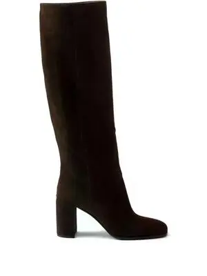 Prada 70mm Suede Block-heel Boots