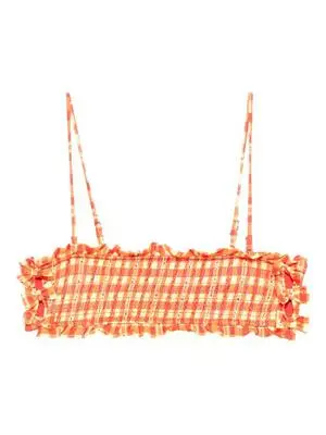 DAMSON MADDER Shirred Bow Bikini Top - Orange