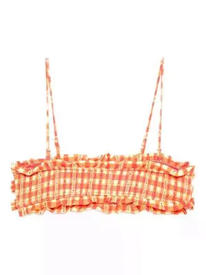 DAMSON MADDER Shirred Bow Bikini Top - Orange