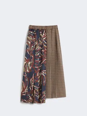 Max Mara Pleated Houndstooth Wool Midi Skirt