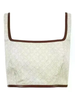 Casablanca Geometric-pattern Square-neck Top