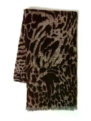TWINSET Animal-print Woven Scarf - Brown