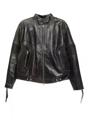 JUNTAE KIM Embossed Leather Biker Jacket