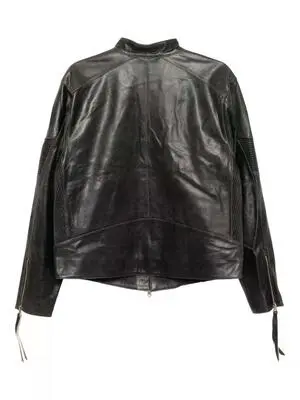 JUNTAE KIM Embossed Leather Biker Jacket