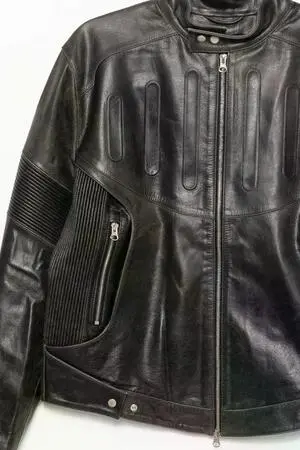 JUNTAE KIM Embossed Leather Biker Jacket