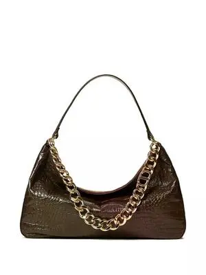 TWINSET Liliane Crocodile-effect Chain Shoulder Bag - Black