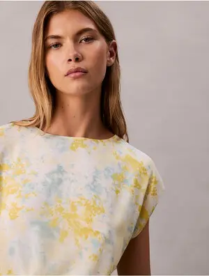Calvin Klein Printed Chiffon Twist Front Blouse