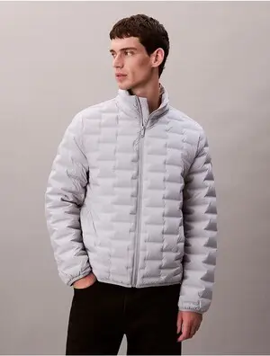 Calvin Klein Packable Lightweight Quilted Goose Down Puffer Jacket - Gray Marble
