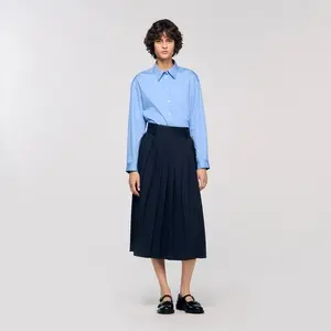 Sandro Wool Midi Pleated Skirt