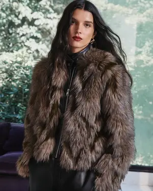 Apparis Lillet Faux Fur Patchwork Bomber Jacket - Cedar Multi