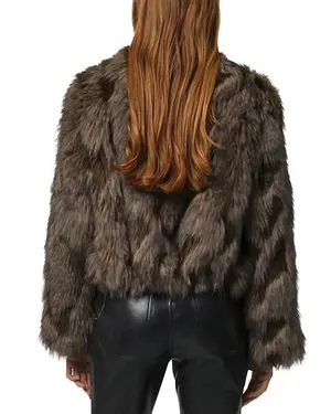 Apparis Lillet Faux Fur Patchwork Bomber Jacket - Cedar Multi