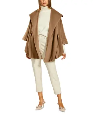 Sentaler Belted Shawl Collar Cape Coat - Dark Camel