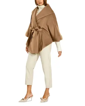 Sentaler Belted Shawl Collar Cape Coat - Dark Camel
